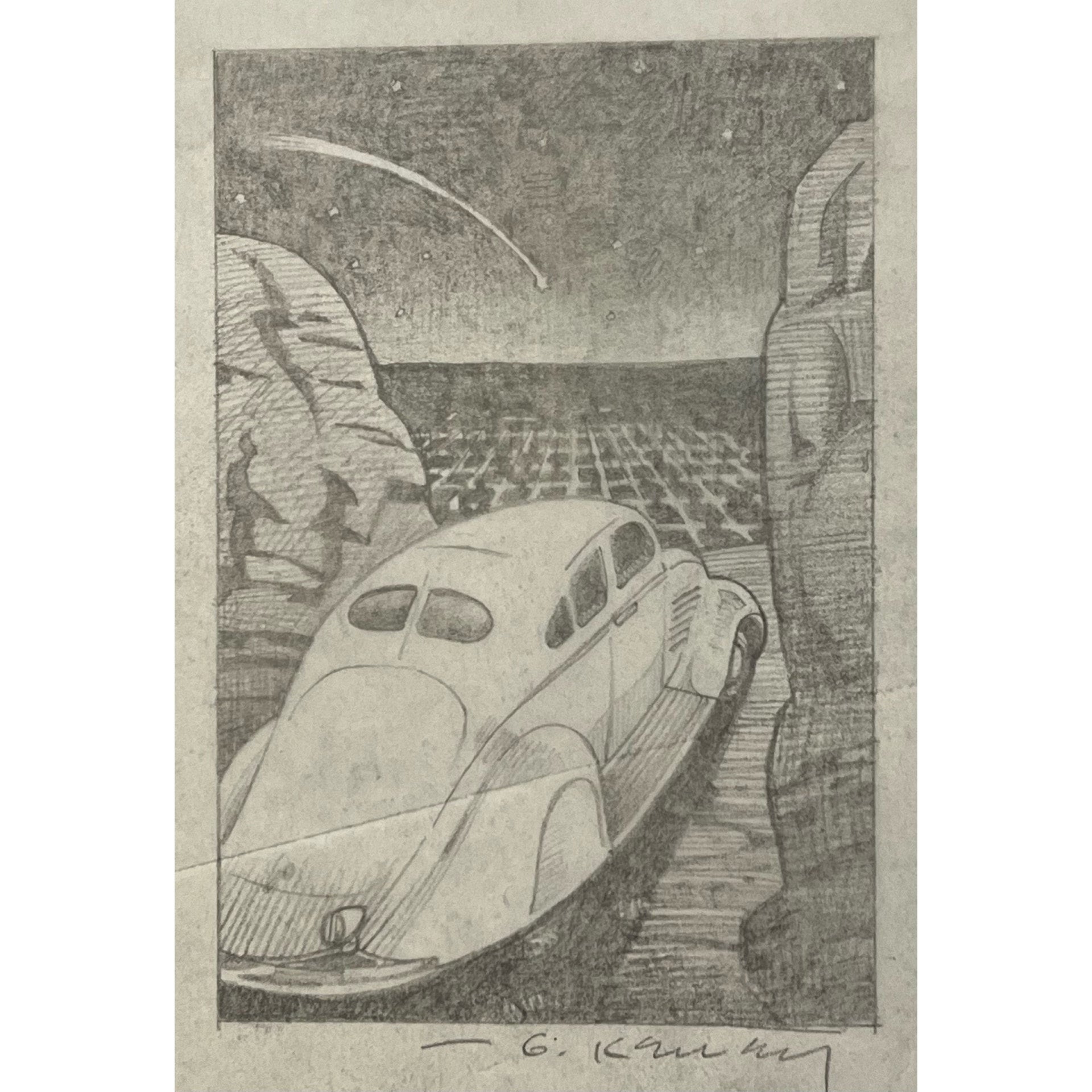 Gary Kelley Art For Sale Classic Car Overlooking Los Angeles | Gary ...