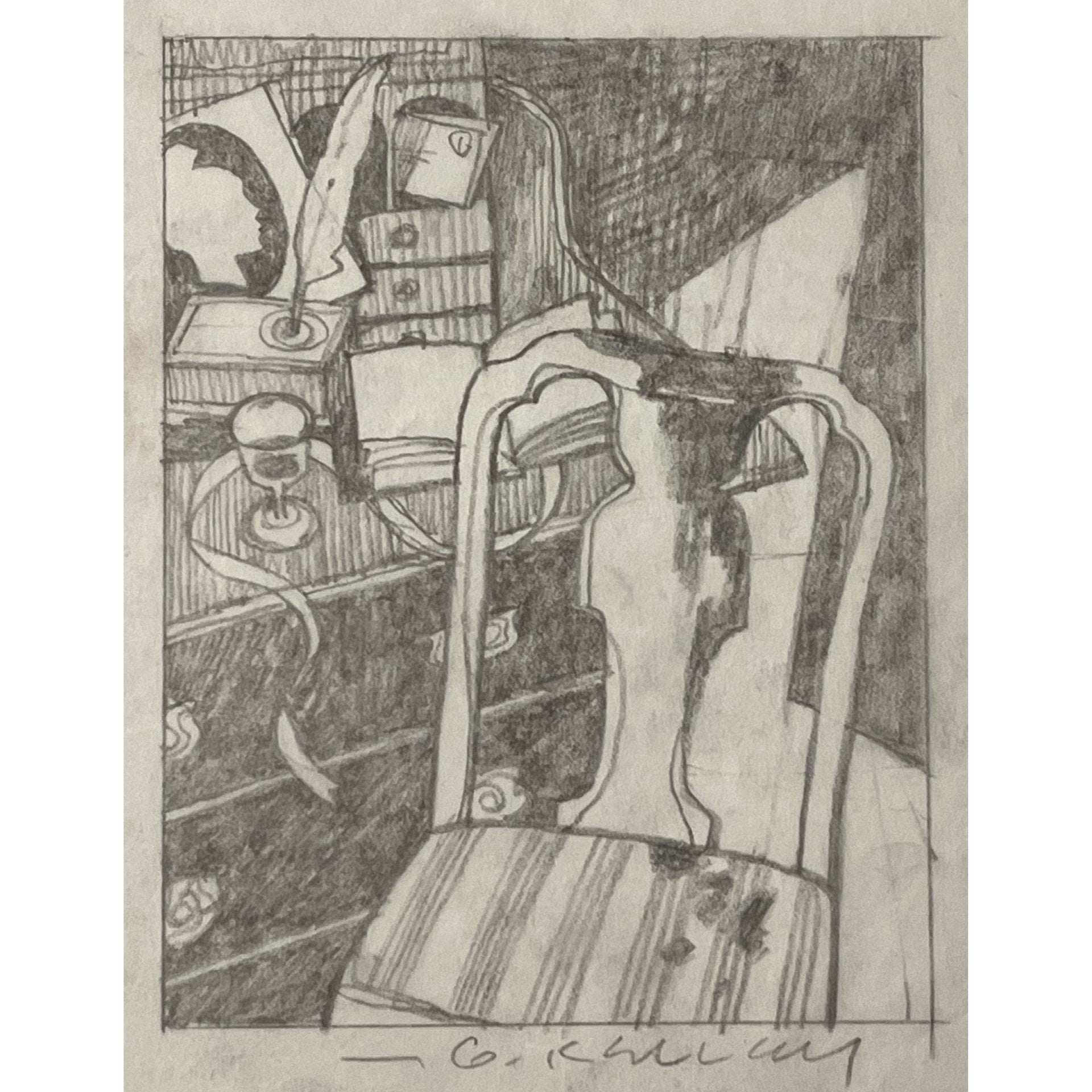 Gary Kelley Art For Sale Werther Chair #1 Sketch | Gary Kelley Art